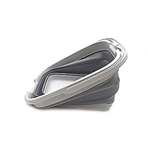 SAMMART Collapsible Rectangular Handy Basket / Bucket (15L Rectangular, Dark Grey (Set of 2))