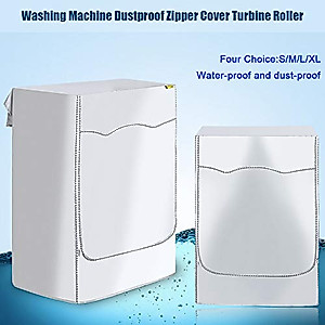 1Pc Washing Machine Dustproof Zipper Cover Turbine Roller Protection Washer Dryer Cover Fit Most Top Load or Front Load Washers Laundry Supply(XL)