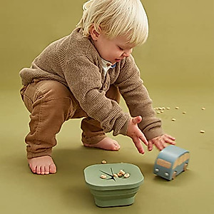 Austin Baby Co Silicone Collapsible Snack Bowl – Reusable Snack Container with Two Specialized Lids – BPA free, Dishwasher Safe and Leakproof for Toddlers & Babies