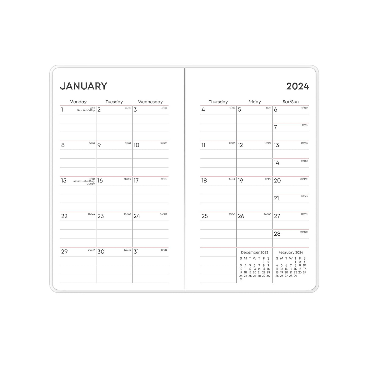 2024-2025 Blue Sky™ Ashlyn 24-Month Planning Calendar, 3-5/8" x 6-1/8", Navy Clear, January 2024 to December 2025, 143959