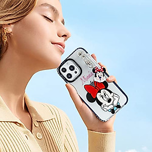 Threesee for iPhone 14 Pro Max Cute Case,Minnie Mouse Cute Cartoon Kawaii Girls Kids Women Slim Gel Rubber Bumper Soft TPU Protective Clear Case with Pendant for iPhone 14 Pro Max 6.7 inch(Minnie)