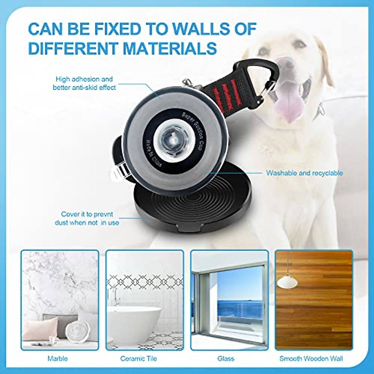 Dog Bathing Tether with Heavy Suction Cup, Dog Grooming Tub Restraint Soft Nylon Leash with Adjustable Collar for Pet Dog Cat Shower and Grooming