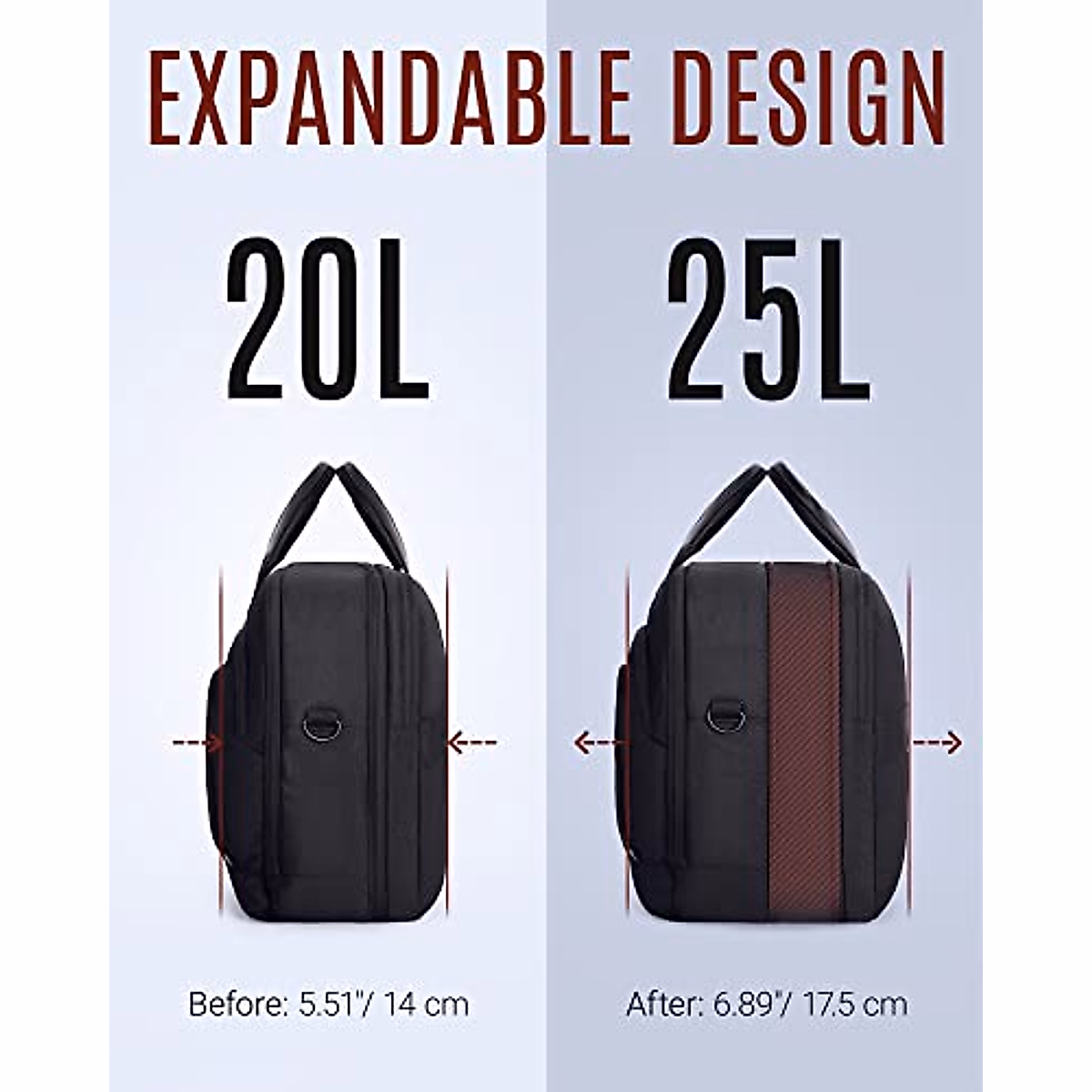 LIGHT FLIGHT Laptop Bag 17.3 Inch, Laptop Briefcase for Men Women, Expandable Large Computer Bag for Work, Office, Business Travel (Black)