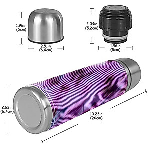 Stainless Steel Leather Vacuum Insulated Mug Geometry Thermos Water Bottle for Hot and Cold Drinks Kids Adults 16 Oz