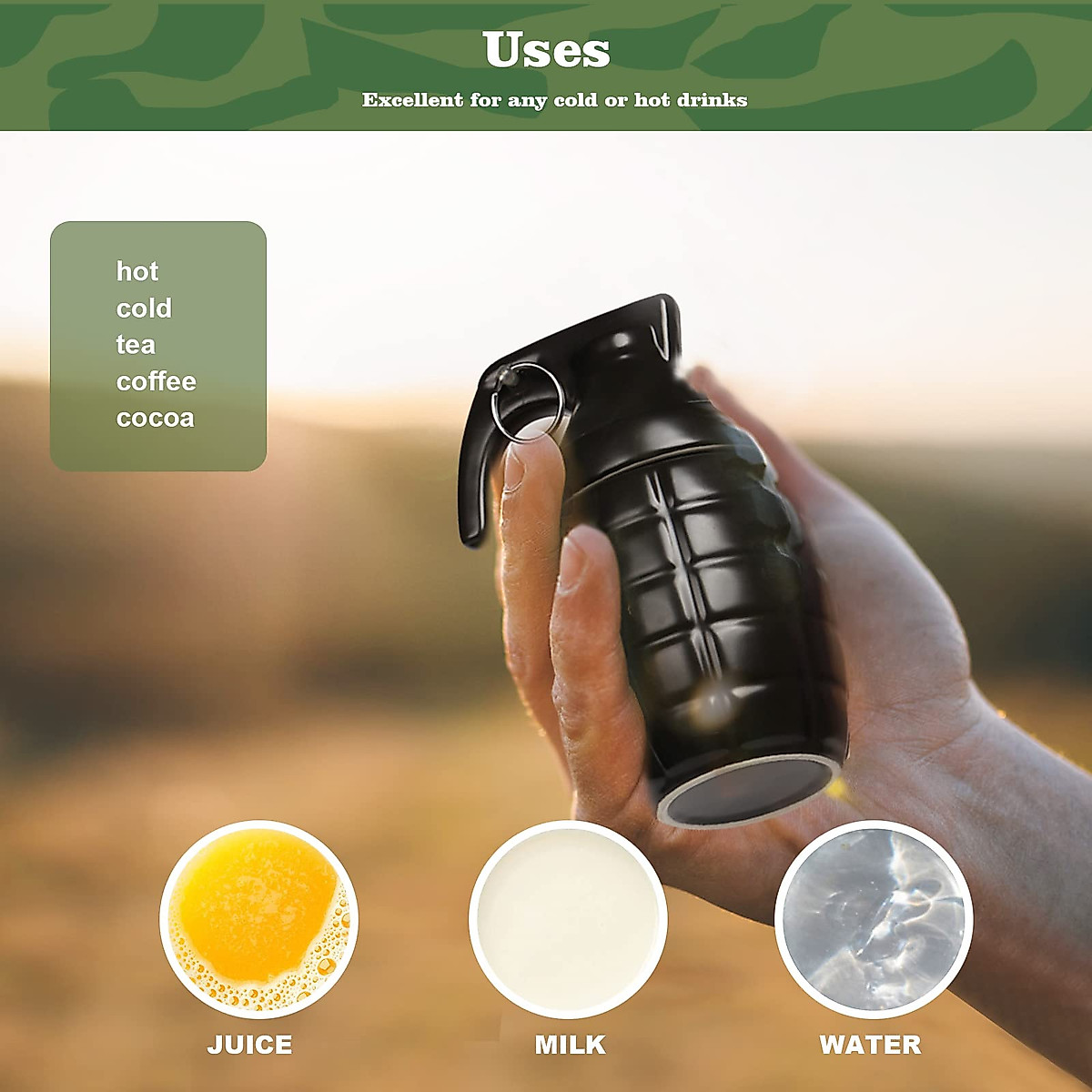 loobuu Fashion Ceramic Coffee Tea Cup, Special Cool Coffee Mug 3D Cool Grenade Design Durable Coffee Tea Cup Attractive Mugs Personalized Porcelain Gifts for Men Women- 9.4OZ (Grenade)