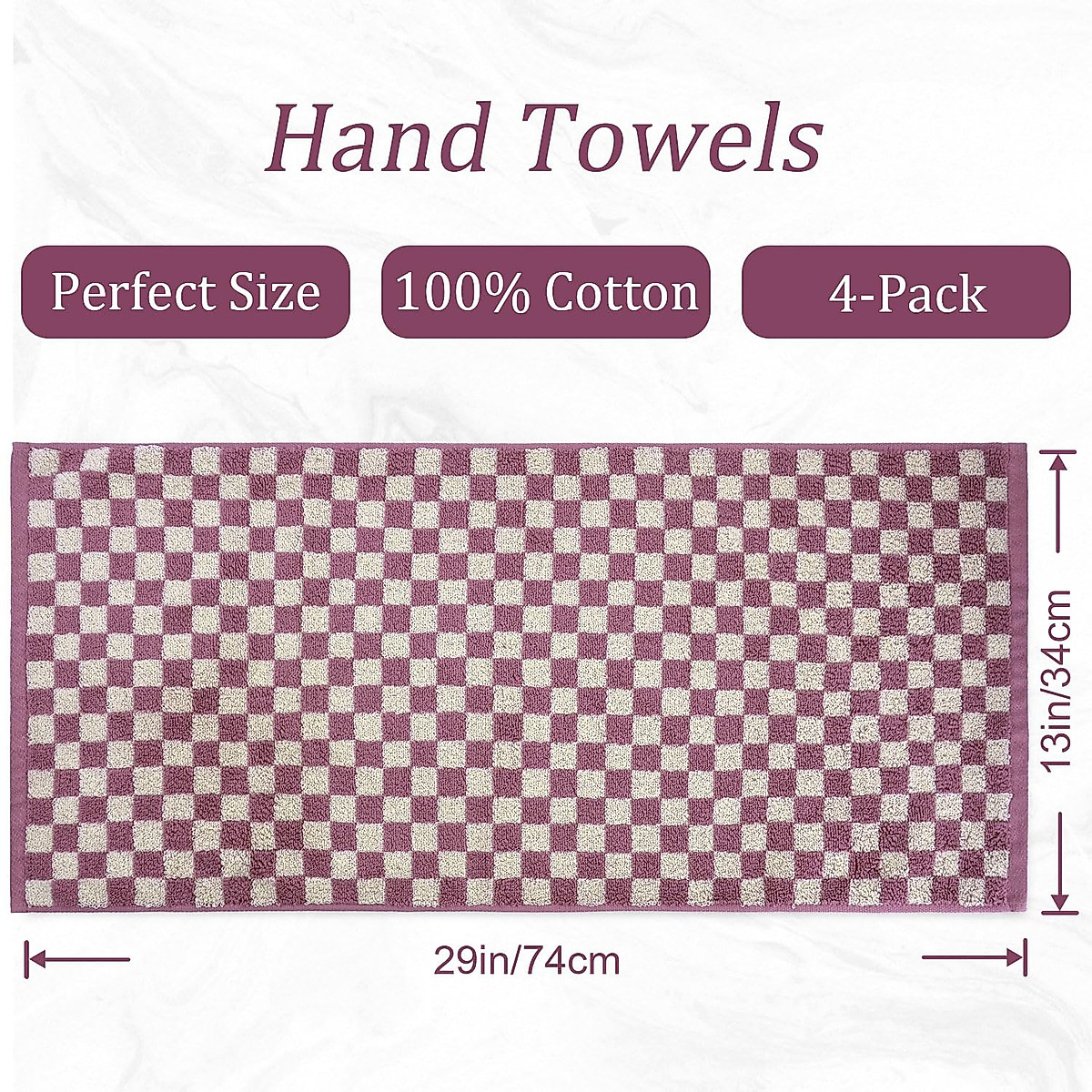 Jacquotha Pink Hand Towels for Bathroom - Cute Checkered Hand Towel Set of 4, Super Soft, Absorbent, Decorative, Great Gift for Girls Women