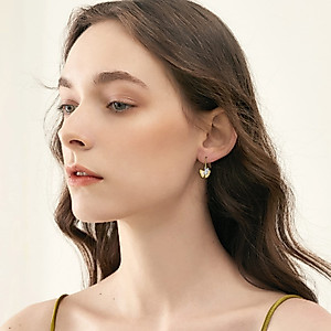 Silver Sunflower Heart Earrings for Women - 925 Sterling Silver Gold Sunflower/Daisy Heart Shape Dangle Earring for Women, You Are My Sunshine Dangling Earrings Jewelry (Ginkgo Leaf)