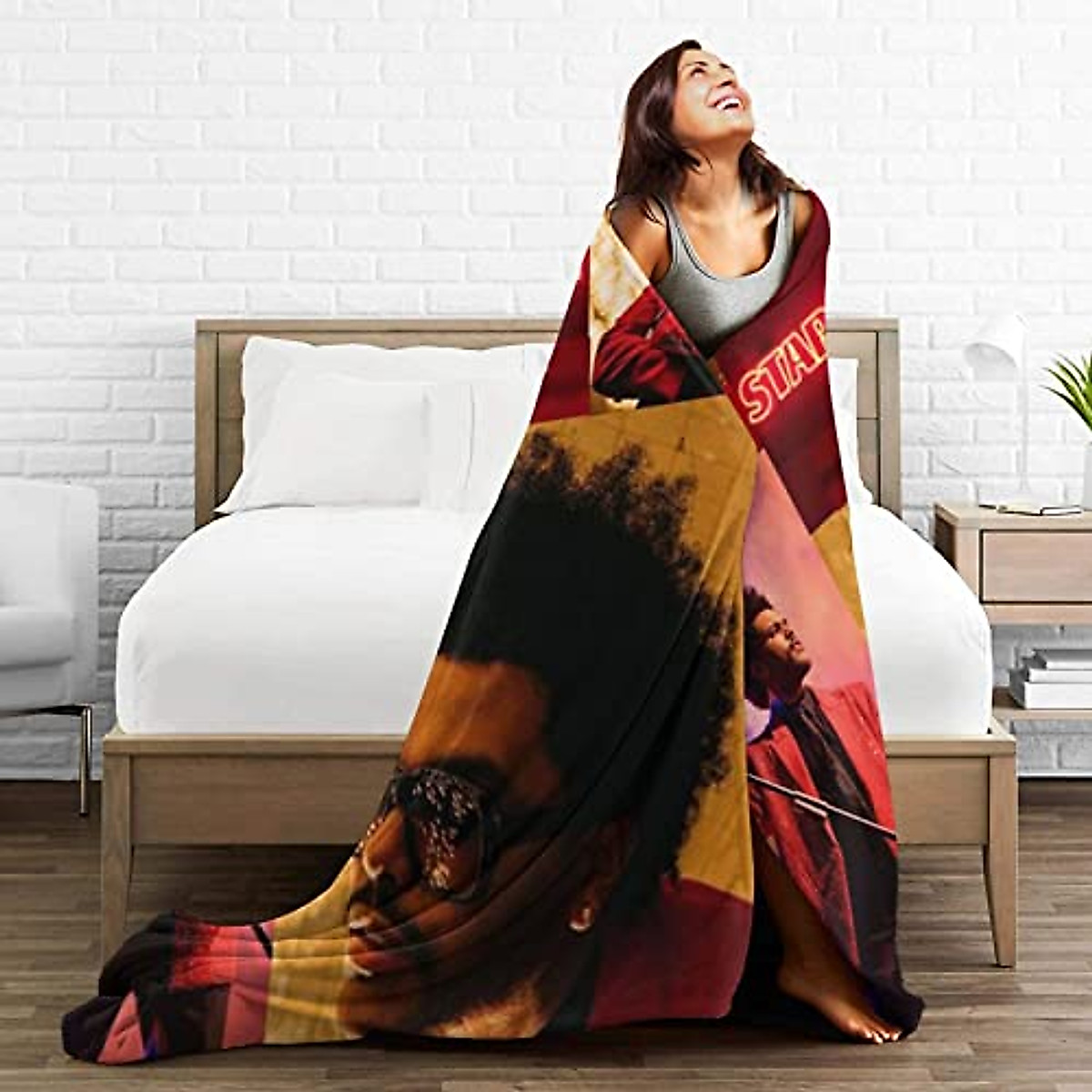 The Singer Weeknd Merchandise Blanket Ultra-Soft Blanket Collage Singer Blanket Flannel Blanket Portable Throw Blanket for Living Room Couch Sofa Rapper Fans Gift 50x40 Inches