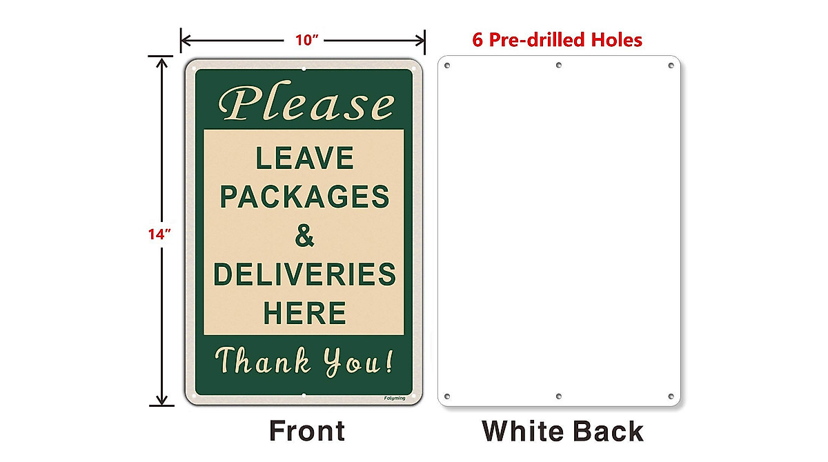 Please Leave Deliveries Signs 10x14 Inches Reflective Rust Aluminum