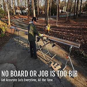 THE SMART CUT Aluminum Table Fence 9 ft with Universal Saw Attachment Mounts | For Any Portable Chop or Miter Saw Stand | Compact & Lightweight | Easy Setup Jobsite Table