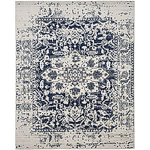 SAFAVIEH Madison Collection 8' x 10' Cream / Navy MAD603D Oriental Snowflake Medallion Distressed Non-Shedding Living Room Bedroom Dining Home Office Area Rug