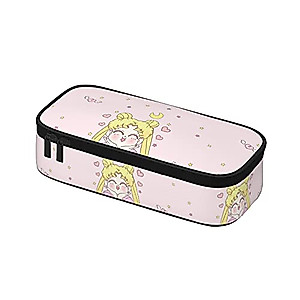 Pink women cute Anime large zipper pencil case bag Big Capacity Pen Box Organizer Adult Stationery Pencil Pouch Office Supplies