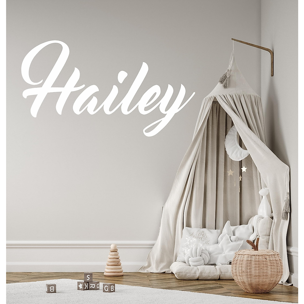 (Choose Both Your Name and Initial; Both Font and Color) Personalized Baby Girls Decal Nursery Decor Custom Vinyl Wall Decal, Wall Stickers (Multi-Size Choices) (Single Name (Without Initial))