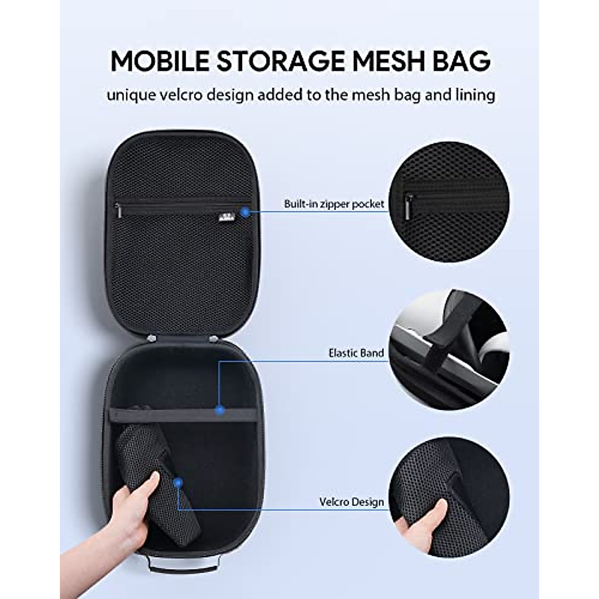 Aubika Carrying Case for Oculus Quest 2/Meta Quest 3/Pico 4, Compatible with Elite/Battery Headset Strap Accessories, Hard Travel Case - Black