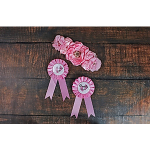PATICARRY Baby Shower Decorations Set, Pink Maternity Daddy Corsage, Tinplate Badge Pins, 61.4x3.7in