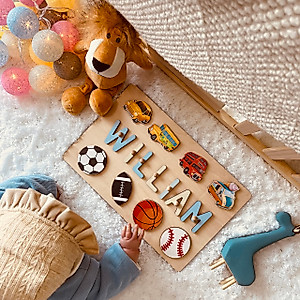 SalaGraphics Personalized Name Puzzles for Toddlers 1-3, Easter Basket Stuffers for Toddler, Personalized Baby Gifts, Wooden Name Puzzle for Kids Personalized, Montessori Toys for 1 Year Old