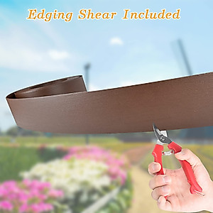 Citrine Garden Landscape Edging Kit, Include 4 Inch High 40 Feet Length Terrace Board, 20 Durable Spikes，Professional Edging Pruning Shear, Brown