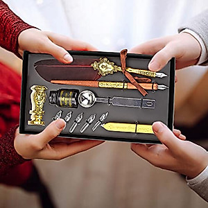 Calligraphy Set For Beginners, Calligraphy Pens for beginners, Calligraphy Pen Set, Calligraphy Kit for Beginners, feather pen, quill pen, quill and ink set, Wooden Feather Pen with Wax Stamp Set