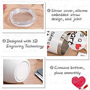 2 Pack Funny Teacher Appreciation Present, It Takes a Big Heart to Shape Little Minds, 12oz Double Wall Vacuum Teacher Cup with Lid Straw, Wine Glasses for Teacher (White and Black Words)