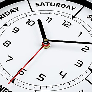 Lafocuse Silent Retirement Clock Day of The Week Wall Clock for Home Decor,Brushed Metal Frame Day Clocks for Seniors 12 Inch Living Room Bedroom Office-Without a Second Hand