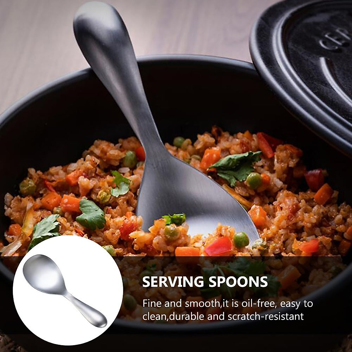 Rice Paddle Spoon Stainless Steel: 2pcs Non Stick Rice Spoon Scooper Spatula Rice Cooker Spoon Serving Spoon Rice Spatula for Rice