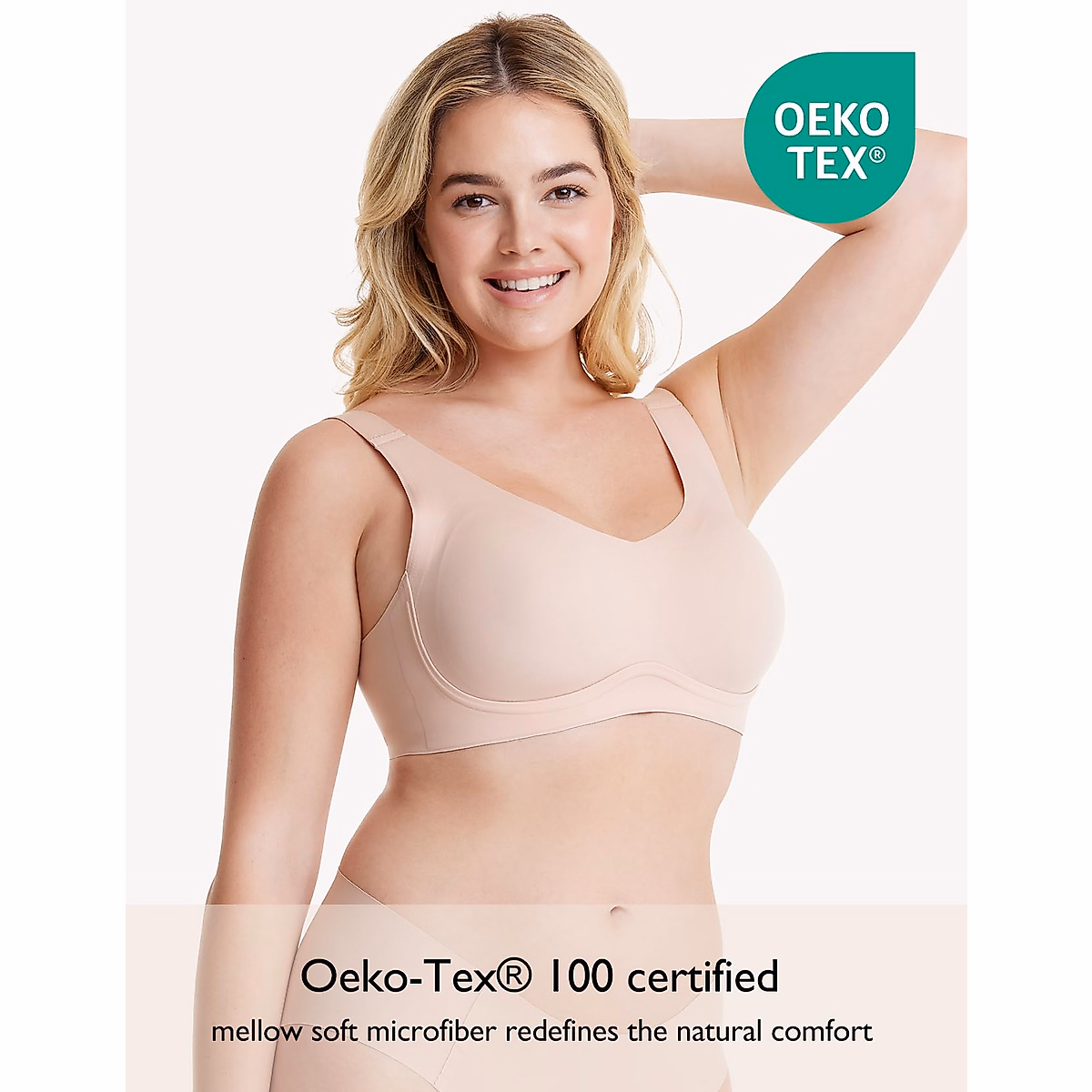 COMFELIE Wireless Bra with Support B-E Cups, Lightly Lined Zero Gravity Sculpt No Spillage Seamless T-Shirt Bra EB063