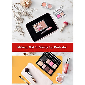 Makeup Mat for Vanity Top Protector,Craft Mats to Protect Table,Nail Art Table Mat,Dresser Protector Top Vanity Essentials,Vanity Desk Cover Pads,Dresser Cover Top Mats(Red+Yellow,31.5" x 15.7")