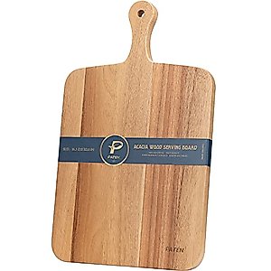 Paten Cutting Board Wood, Acacia Serving Board,Wooden Kitchen Chopping Board for Meat, Cheese, Bread, Vegetables &Fruits- Kitchen Butcher Block, 16.5x10 inch