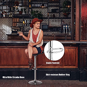 COSTWAY Bar Stools Set of 4, Modern Swivel Contemporary barstools with Adjustable Height, Footrests, Chrome Hydraulic PU Leather Backless Bar Chairs for Kitchen Island Cafe Pub, Black