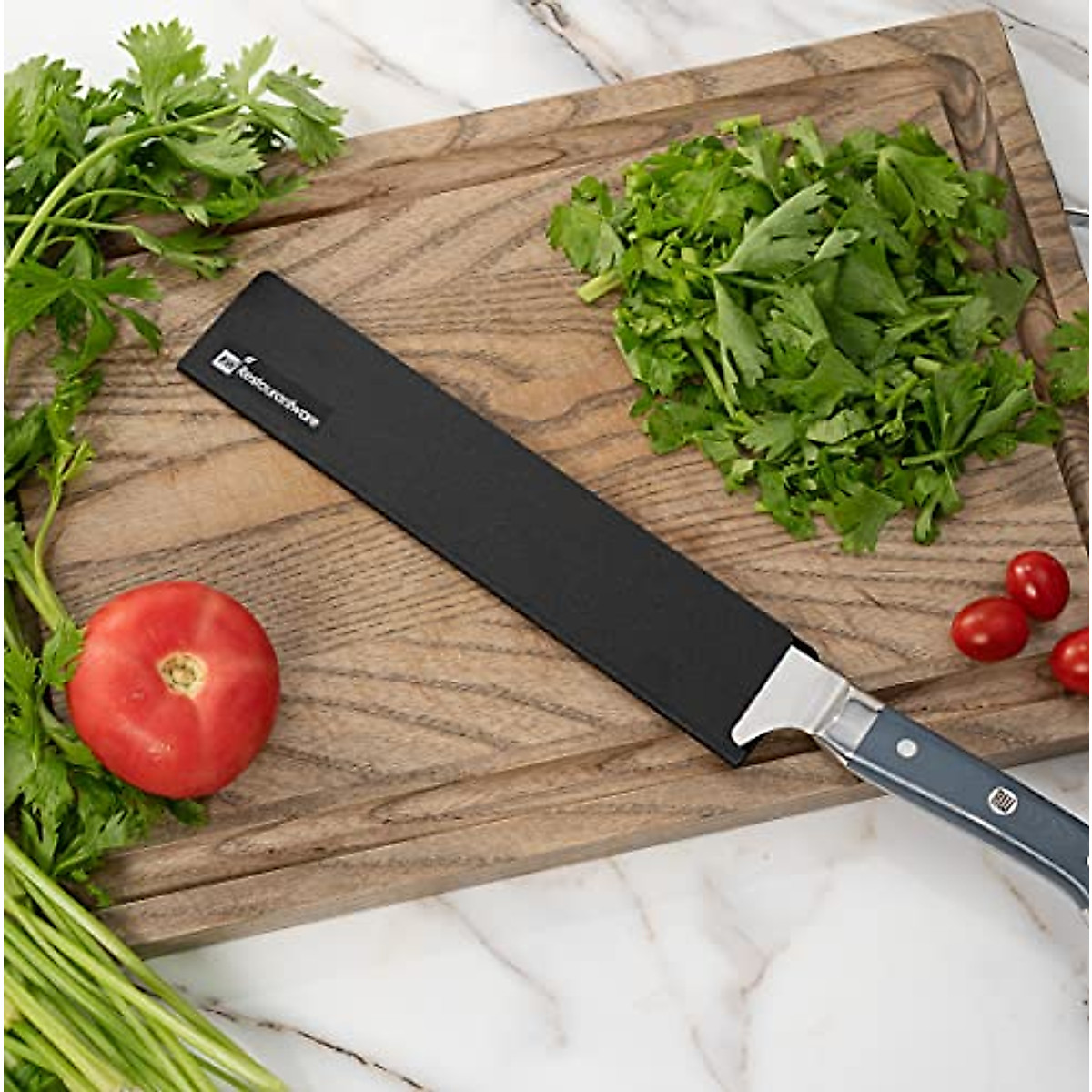 Restaurantware Sensei 10.5 x 2 Inch Knife Sleeve, 1 Knife Protector - Fits Chef Knife, Felt Lining, Black Plastic Knife Blade Guard, Durable, Cut-Proof