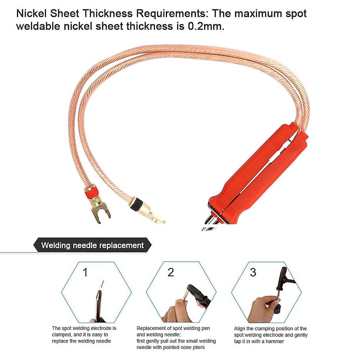 Electric Welder Kit Soldering Tips, High Power Spot Welding Pen for Power Battery Packages HB-70B 1900W