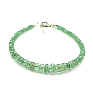 Genuine Colombian Emerald Bracelet, Colombian Emerald Stacking Bracelet, 92.5 sterling silver Plated, Delicate Fine Jewelry for Women Colombian Emerald Birthstone, Stacking, Code-JG15