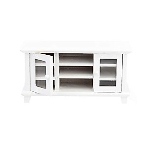 SeaISee 1:12 Scale Dollhouse Furniture Wooden Mini TV Cabinet for Barbie Doll House Accessories