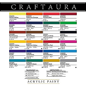 Acrylic Paint Set of 24 Expert Colors 12ml Tubes（0.4fl oz) and 3 Brushes.Non Toxic Pigment Paints for Artist,Hobby Painters & Kids.Ideal for Canvas Painting.