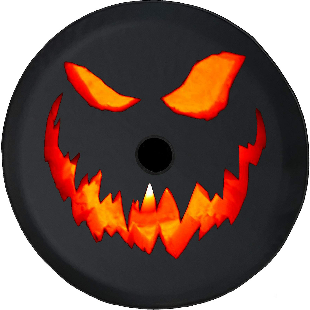 Jack o Lantern Evil Pumpkin Halloween JL Spare Tire Cover with Backup Camera Black Size 32 Inch