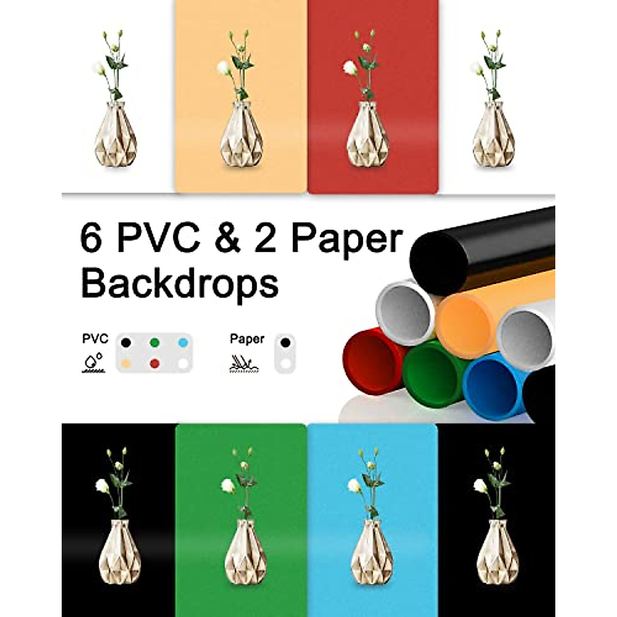 DUCLUS Light Box Photography, 16x16 inch Portable Photo Studio Box with 160 LED Dimmable Lights, 6 PVC & 2 Paper Backdrops for Product Photography.