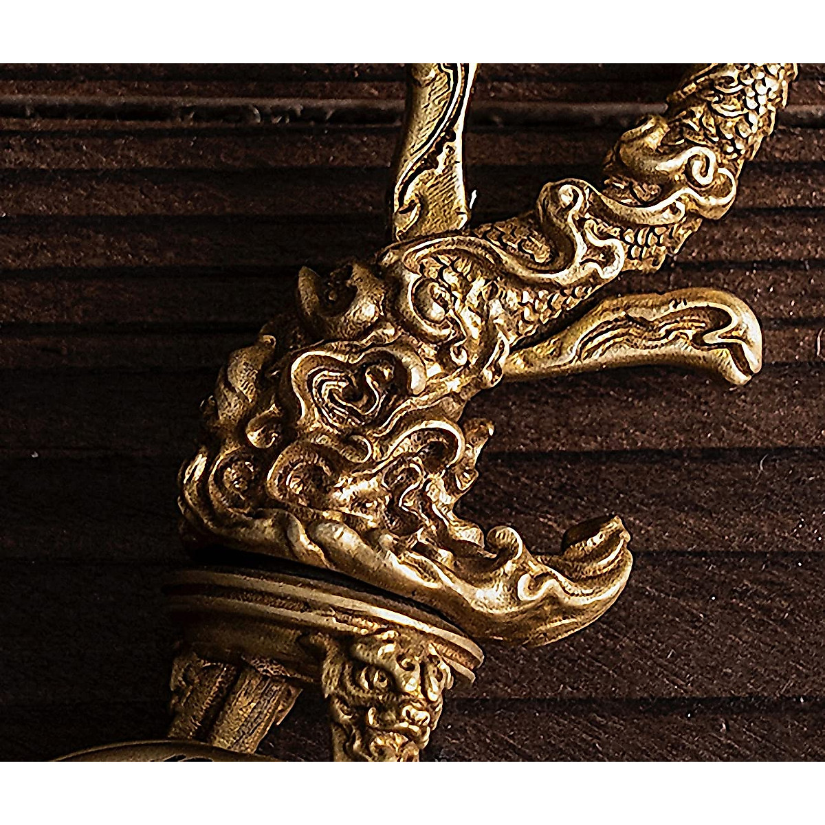 Vintage Style Brass Dragon Design Swivel Snap Hook Key Chain W/Rings Trigger Clip Keyring ( 925 Silcer Horn + Ring + Dragon ), 5.8 x 1.2 x 0.6 inch