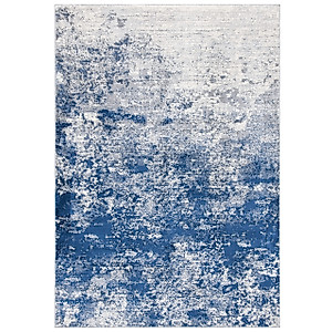 SAFAVIEH Brentwood Collection 5'3" x 7'6" Grey / Navy BNT822G Modern Abstract Non-Shedding Living Room Bedroom Dining Home Office Area Rug