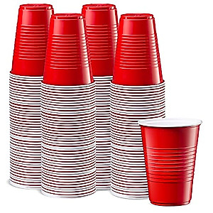 Comfy Package Disposable Party Plastic Cups [16 oz.] Red Drinking Cups (240 Count)