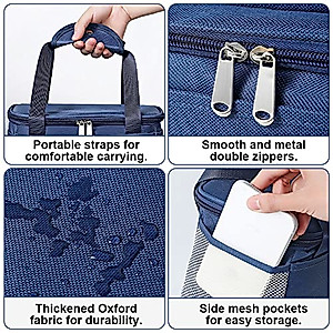 Muka Insulated Bag with Handle, Double Zippers Blue Thermal Bag Large Capacity for Cold & Hot Food