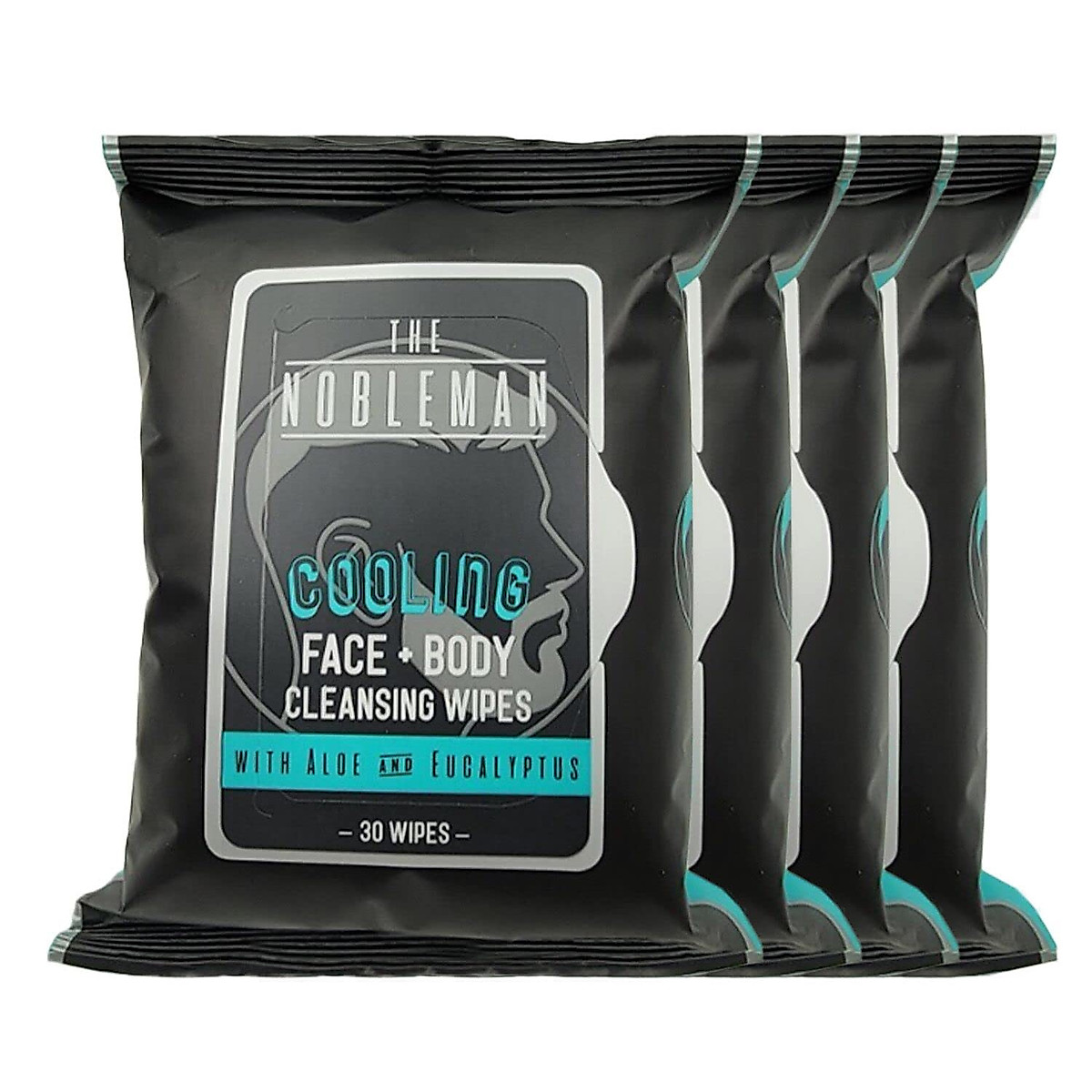 Men's Cooling Face + Body Cleansing Wipes - 4 Pack - 120 Count Post Workout Travel Towlettes
