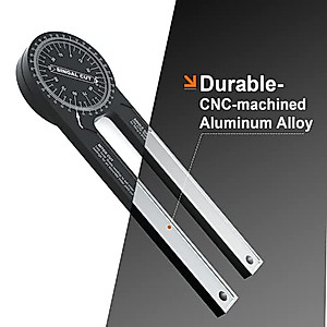 Mecurate Aluminum Miter Saw Protractor, 7.3-Inch Angle Finder Featuring Precision Laser Engraved Scales Woodworking Lightning Measure Tool with 360 Degree Rotation Function for Carpenters