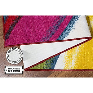 Rugshop Modern Contemporary Waves Non-Slip (Non-Skid) Area Rug 3'3" x 5' Multi