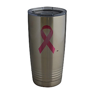 Rogue River Tactical Pink Ribbon 20 Oz. Travel Tumbler Mug Cup w/Lid Stainless Steel Support Breast Cancer Awareness