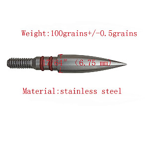 Aklisdlha Field Points arrowheads 100/125/150/200/300 Grains Archery Field Points,Stainless Steel Screw in Archery Field Tips and Broadheads (1 Dozen 12 PCS)(17/64″-100 Grains)