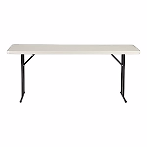Norwood Commercial Furniture 6' Indoor/Outdoor Folding Training Table, Rectangular Blow-Molded Plastic Folding Training and Event Table, Gray