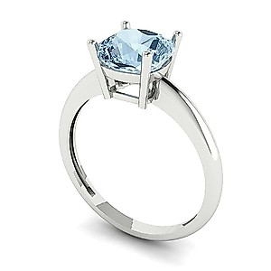 Clara Pucci 2.0 ct Cushion Cut Solitaire Natural Sky Blue Topaz gemstone Bridal Designer Anniversary Engagement Ring Real 14k White Gold