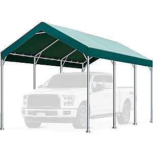 FINFREE 10 x 20 ft Heavy Duty Carport Car Canopy, Garage Shelter for Outdoor Party, Birthday, Garden, Boat, Adjustable Height from 9.5 ft to 11 ft,Green