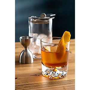 Amehla Mountain Whiskey Glass Set of 2 - Handmade Crystal Whisky Glasses - Manblown Crystal Glass - 10-ounce Double Old Fashioned Rocks Tumbler Drinking Glass Set