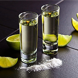 Oggi Tall Shot Glasses w/Heavy Base, Set 6 - Real Glass Shot Glass Set, Cool & Classic Design Ideal Groomsmen Gifts, Tequila Shot Glasses, Bachelor Party Favors for Men - 2oz / 59ml